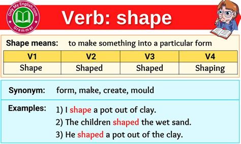 Shape Verb Forms Past Tense Past Participle And V1v2v3 Past Tense