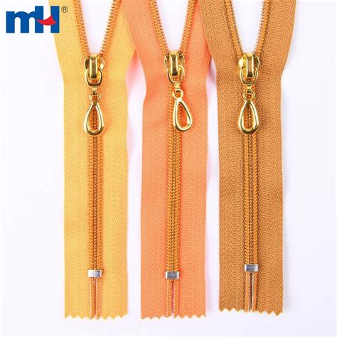 No 5 Nylon Zipper Gold Plated C E A L Water Drop High Shinning Gold Pull