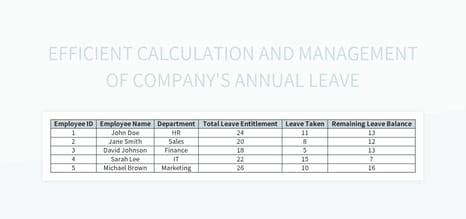 Efficient Calculation And Management Of Company S Annual Leave Excel Template And Google Sheets