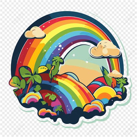 나무와 물 클립 아트와 무지개 스티커 일러스트 벡터상표 Png 일러스트 무료 다운로드 Lovepik