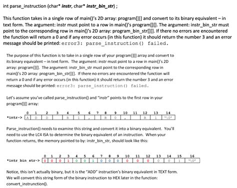 In C Only Implement Function Int Parseinstruction