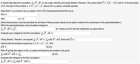 Solved Point Calculate The Circulation CFdr In Two Chegg