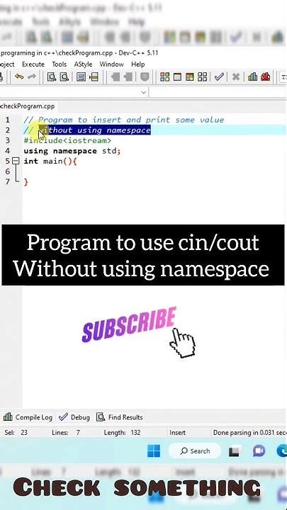 C Program To Avoid Using Namespace Std Shorts Programming C Youtube
