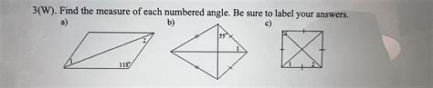 Solved 3 W ﻿find The Measure Of Each Numbered Angle Be