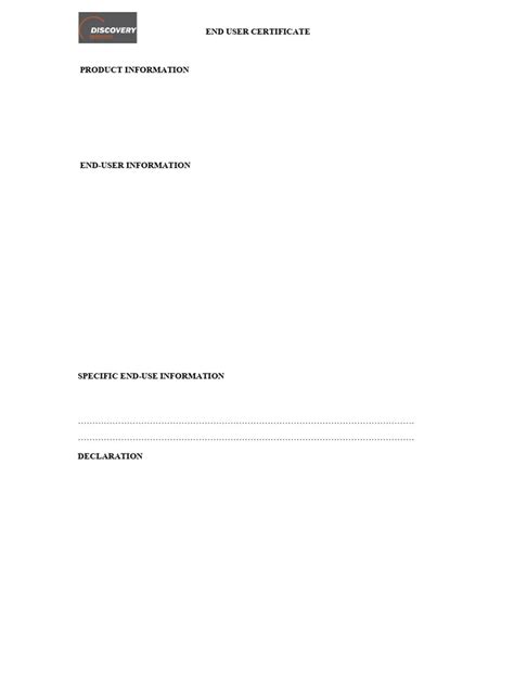 End User Certificate Pdf