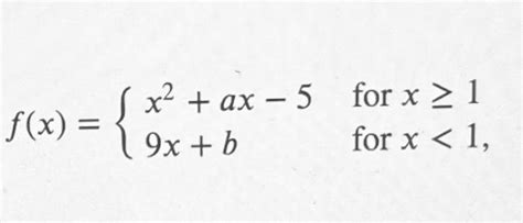 Solved Use The Function Below To Find Values Of A And B For Chegg