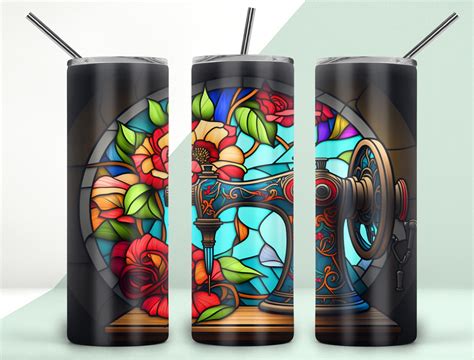 Sewing Machine Stained Glass Tumbler Graphic By Carpentry Hat