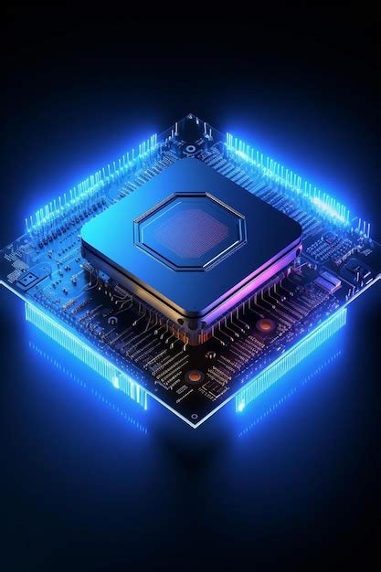 Premium AI Image Futuristic Microchip Cpu With Blue Lights And Effects