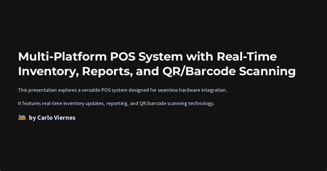 Multi Platform Pos System With Real Time Inventory Reports And Qr