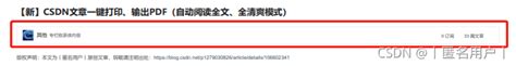 【新】csdn文章一键打印、输出pdf（自动阅读全文、全清爽模式）怎样打印csdn博客文章 Csdn博客