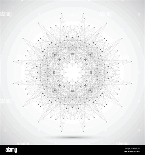 Geometric Abstract Form With Connected Line And Dots Futuristic Technology Object For Your