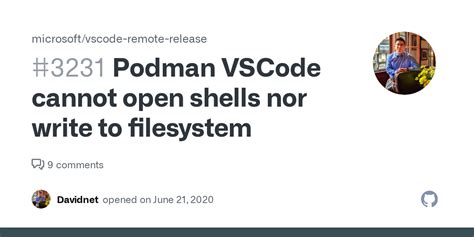 Podman VSCode Cannot Open Shells Nor Write To Filesystem Issue Microsoft Vscode Remote
