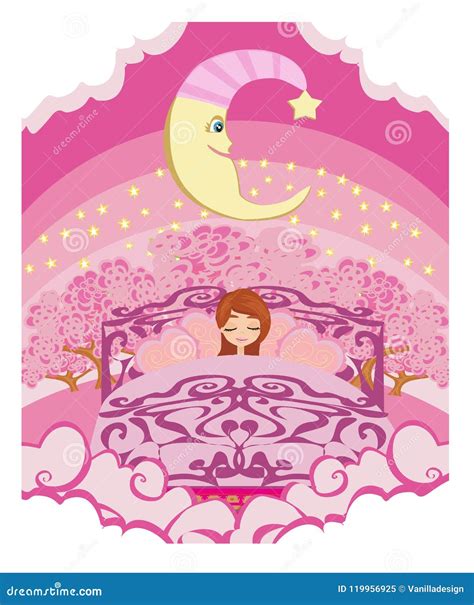 Girl Dreaming In Bed Stock Vector Illustration Of Light 119956925