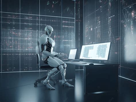 Computer Room Intelligent Robot Data Processing Advertising Background Robot Artificial