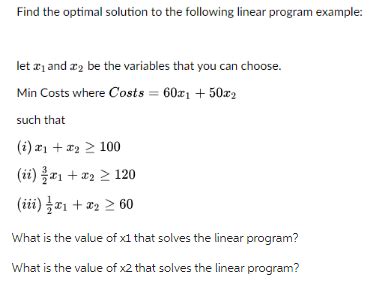 Solved Find The Optimal Solution To The Following Linear Chegg