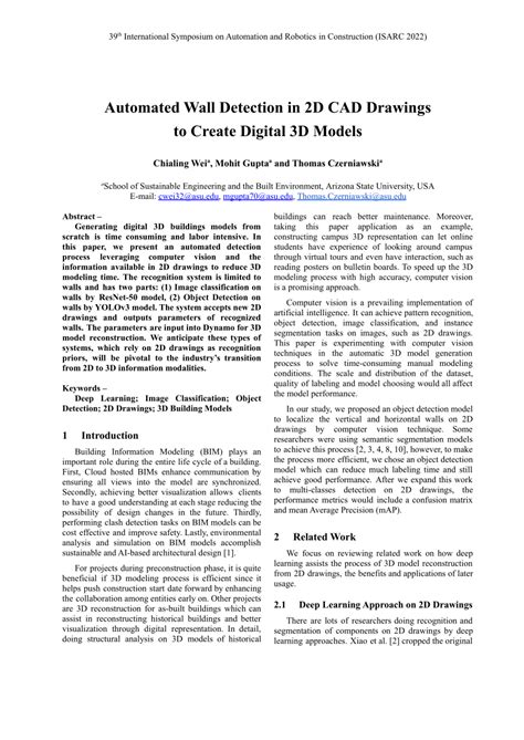 Pdf Automated Wall Detection In 2d Cad Drawings To Create Digital 3d Models