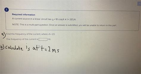 Solved Required Information A Current Source In A Linear Chegg