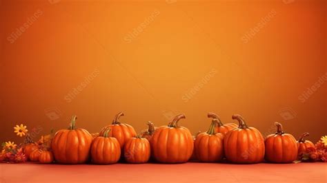 Festive Halloween Banner 3d Pumpkin Illustration On Orange Powerpoint