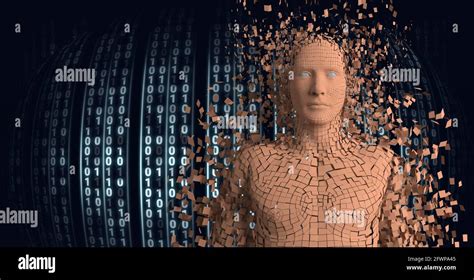 Composition Of Exploding Human Bust Formed With Orange Particles And