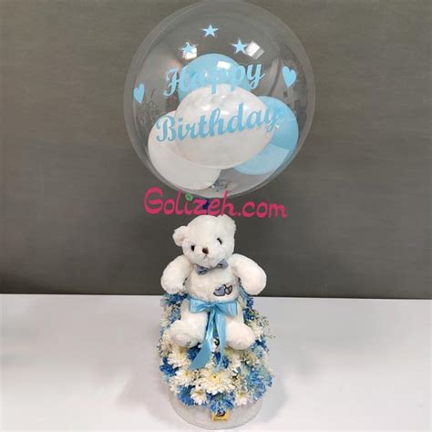 گل نوزاد ماهان سفارش اینترنتی گل پسرانه با عروسک تحویل کمتر از 3 ساعت