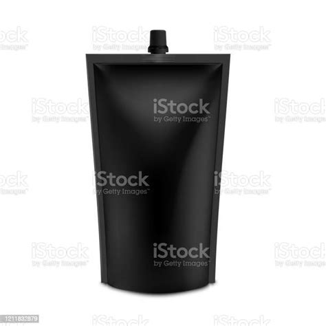 현실적인 검은 빈 도이 팩 모의 최대 벡터 Doypack 템플릿 스크류 캡포장 3차원 형태에 대한 스톡 벡터 아트 및 기타 이미지 3차원 형태 가방 검은색 Istock