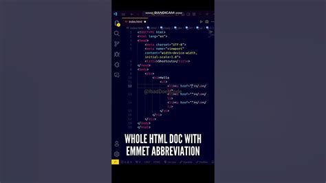 😘😘 writing whole html5 document using emmet abbreviation shorts