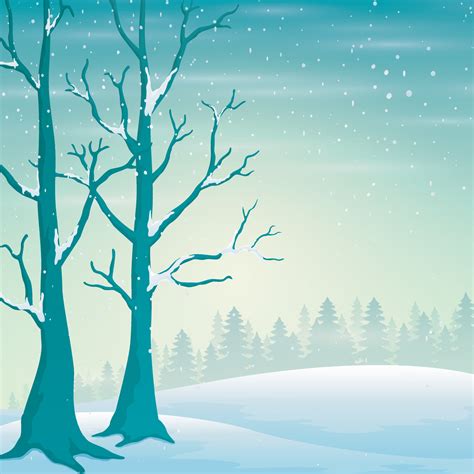 Holiday Winter Landscape With Falling Snow And Naked Trees Vector Art At Vecteezy