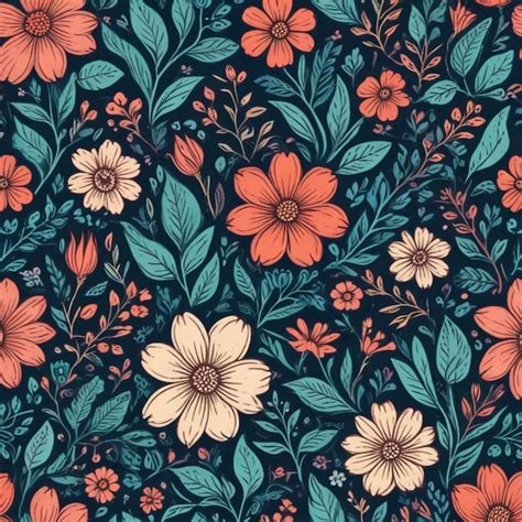 Watercolor Boho Pattern With Different Flowers Premium Ai Generated Image