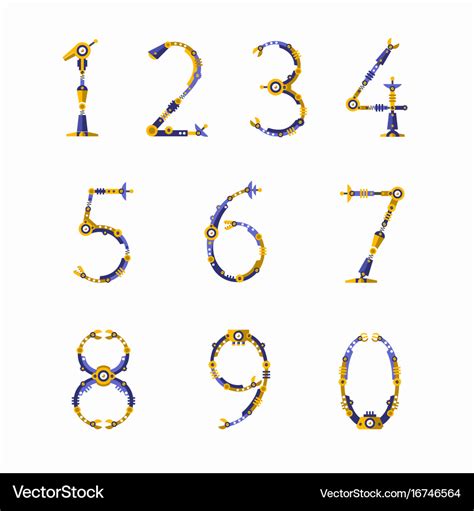 Set Of Numbers For Robot Font Royalty Free Vector Image