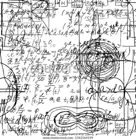 Math Seamless Pattern Endless Pattern Handwriting 스톡 벡터로열티 프리 1342564199