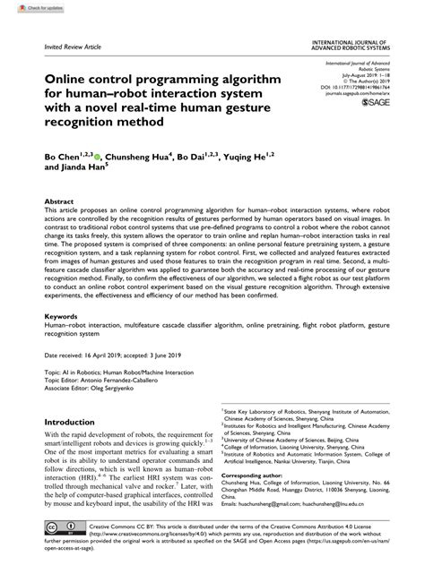 Pdf Online Control Programming Algorithm For Humanrobot Interaction