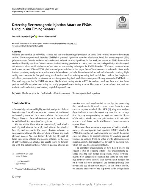 detecting electromagnetic injection attack on fpgas using in situ