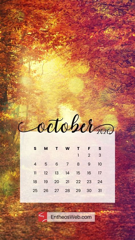 October 2026 Calendar Phone Wallpaper Entheosweb
