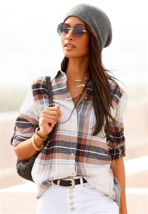 Buffalo Karo Hemdbluse Braun Creme Kariert Braun Zalando