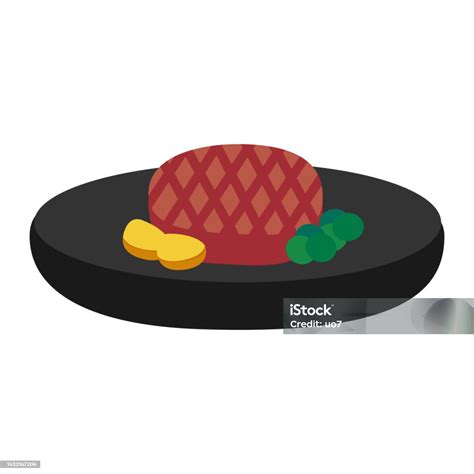 귀여운 만화 구운 쇠고기 스테이크 흰색 배경에 격리 평면 디자인 Eps10 벡터 0명에 대한 스톡 벡터 아트 및 기타 이미지