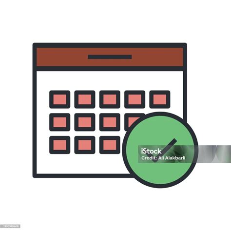 틱 아이콘이 있는 캘린더입니다 웹 사이트 모바일 및 Ui 디자인에 대한 회의 약속 일정 서명 0명에 대한 스톡 벡터 아트 및 기타 이미지 Istock