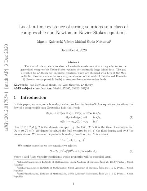 Pdf Local In Time Existence Of Strong Solutions To A Class Of