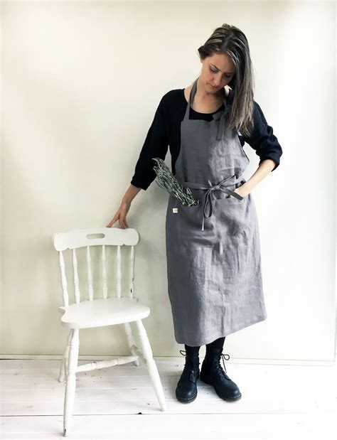 Full Apron From 100 Linen Full Linen Apron Womens Apron Etsy