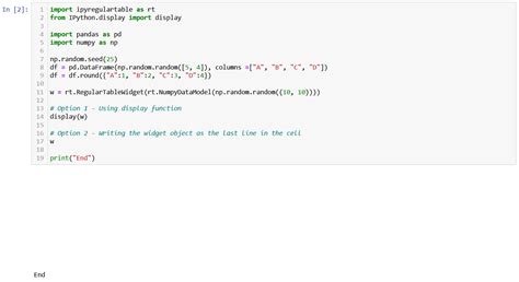 Python Jupyter Notebook Ipyregulartable Output Not Shown Stack
