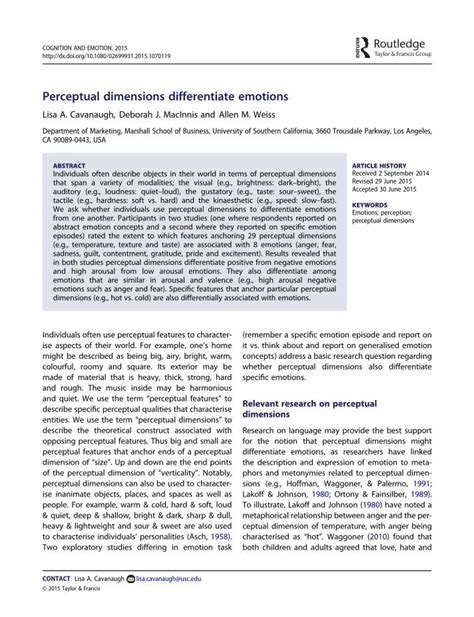 Pdf Perceptual Dimensions Differentiate Emotions Dokumen Tips