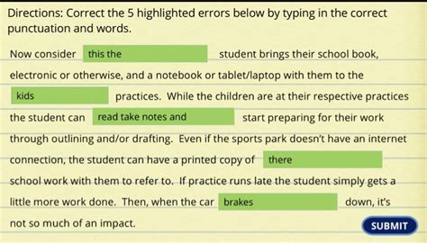 solved directions correct the 5 highlighted errors below by