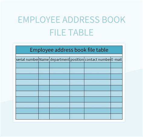 Employee Address Book File Table Excel Template And Google Sheets File For Free Download