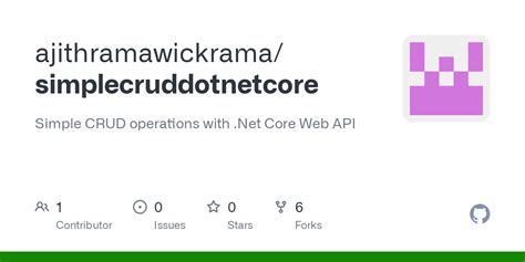 Github Ajithramawickrama Simplecruddotnetcore Simple Crud Operations With Net Core Web Api