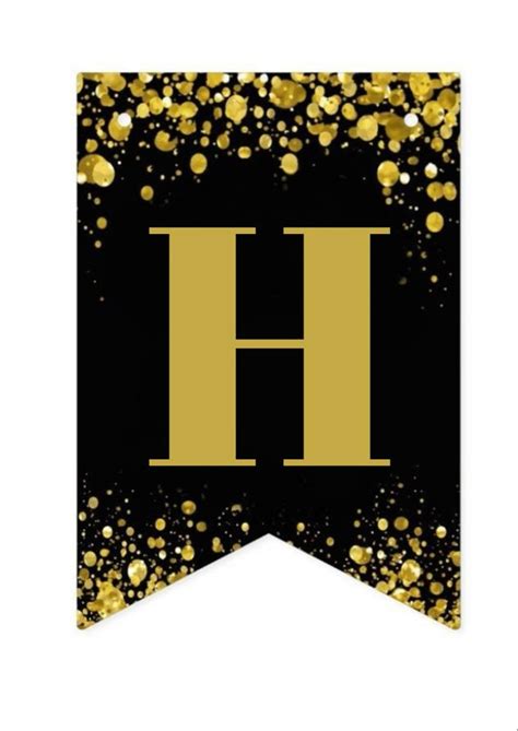 Free Printable Happy Birthday Banner Letters Black And Gold Party