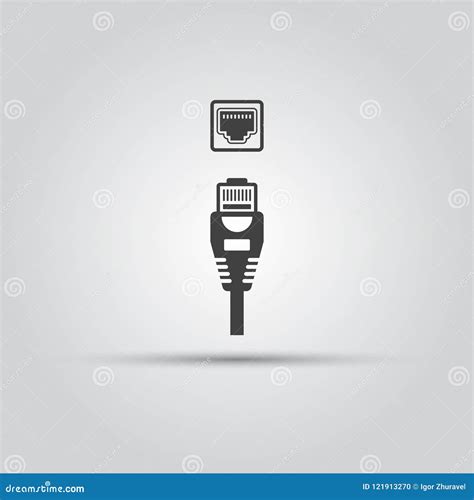 Ethernet Cable And Port Isolated Vector Black Icon Stock Vector Illustration Of Access