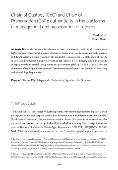 Pdf Chain Of Custody Coc And Chain Of Preservation Cop Authenticity In The Platforms Of
