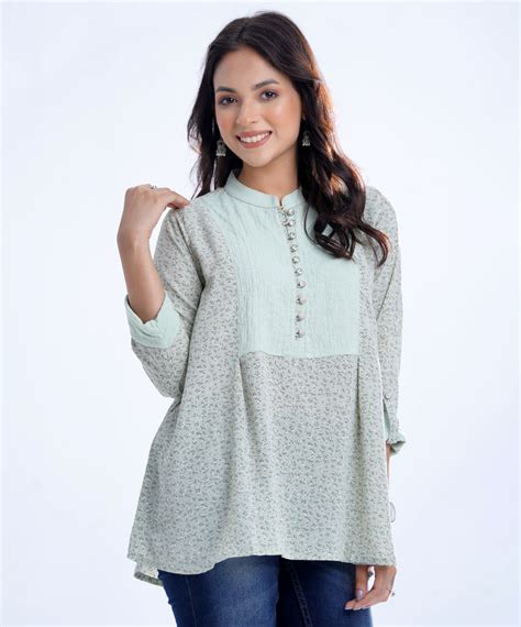 Mint Georgette A Line Tunic