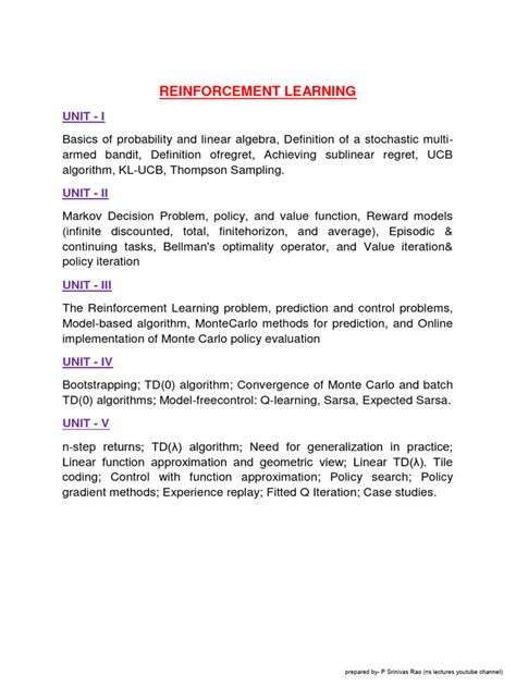 Reinforcement Learning Notes Pdf Mathematical Analysis Applied Mathematics