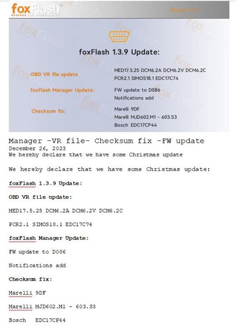 Foxflash V139 Update For Manager Vr File Checksum Fix And Fw