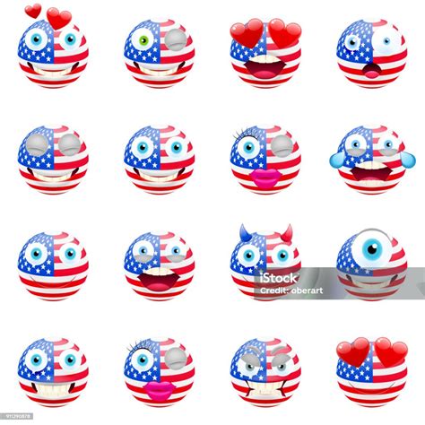 United States Flag Emojis Patriotic Emoji Set Stock Illustration